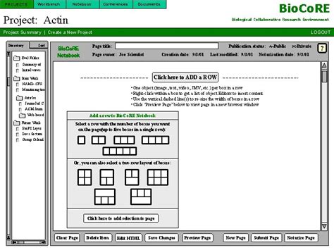 Projects Notebook Workbench Conferences Bio Co Re Documents