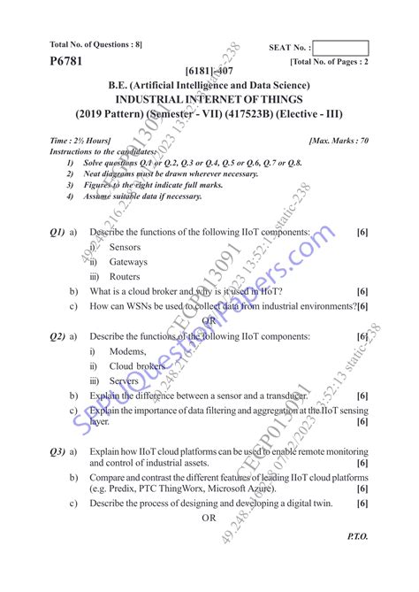 Be Aids Sppu Question Paper Total No Of Questions 8 6181 B
