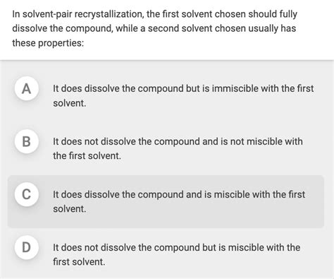 Solved In ﻿solvent Pair Recrystallization The First Solvent