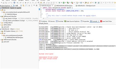 Java Card Apducommand Thread Exited Error In Eclipse Console Oracle
