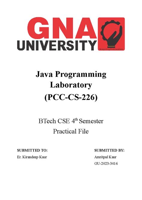 Java Programming Lab Btech Cse 4th Sem Practical File Studocu