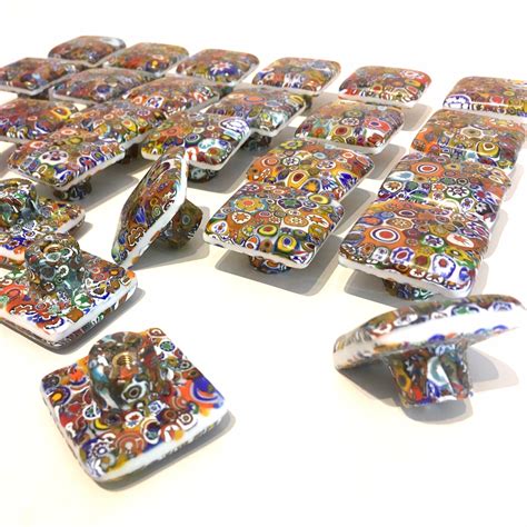 Murano Glass Millefiori Door Knobsdoor Handles Multicoloured Hand Made