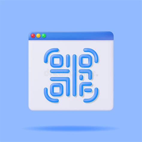 3d Qr Code Icon In Browser Window Stock Vector Illustration Of