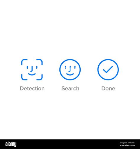 Face Id Scanning Process Icons Facial Detection Symbols Facial