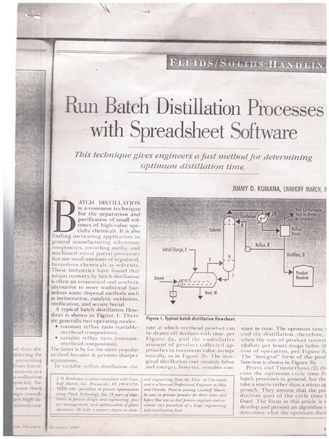 15 Run Batch Distillation Processes With Spread Sheet Software Pdf