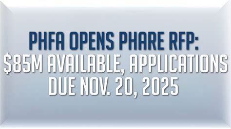 Phfa Opens Phare Rfp 85m Available Applications Due Nov 20 2025 Friedman Vartolo Llp