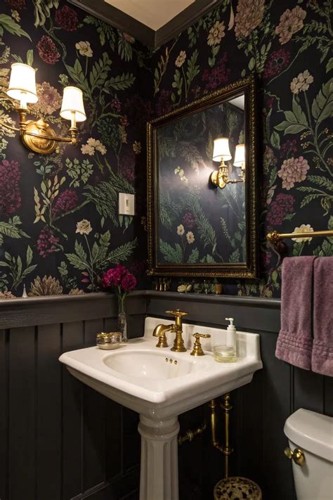 16 Stunning Dark Bathroom Wallpaper Ideas