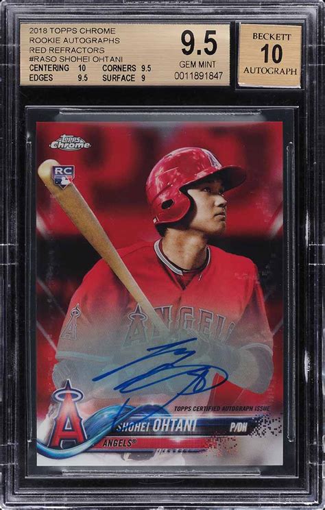 2018 Topps Chrome Red Refractor Shohei Ohtani Rookie Auto 5 Raso Bgs