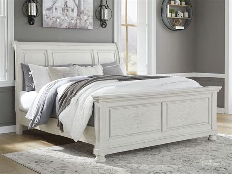 Robbinsdale King Sleigh Bed In Antique White By Ashley Furniture