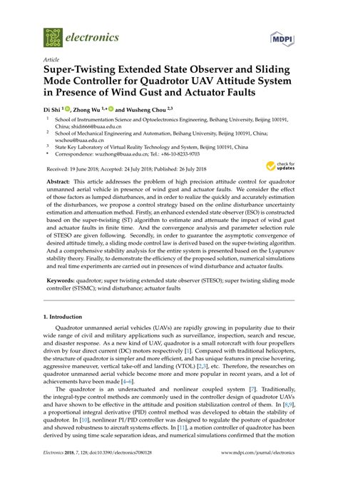 Pdf Super Twisting Extended State Observer And Sliding Mode Controller For Quadrotor Uav