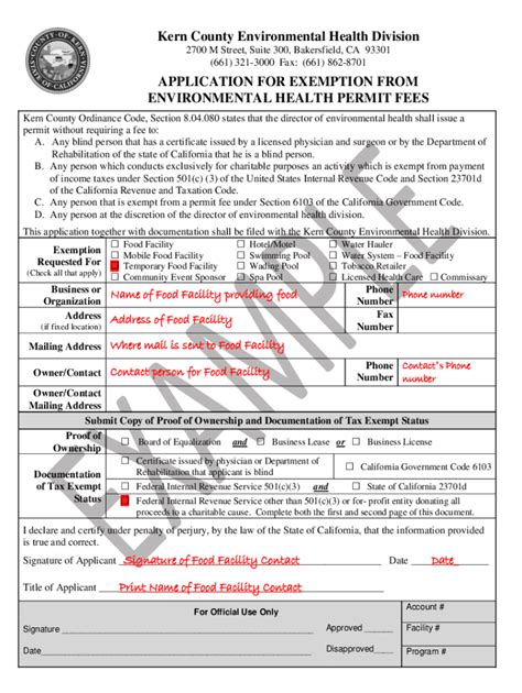 Fillable Online Environmental Health Permit Application Form Fax Email