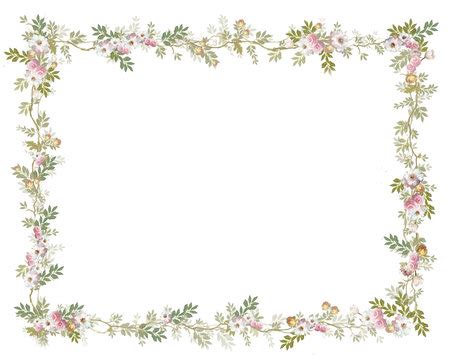 Victorian Floral Border Vintage Floral Frame With Flowers And Leaves