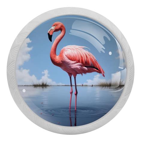 Summer Pink Flamingo Pattern 4pcs Cabinet Knobs Pulls Fluorescent Drawer Handle Cabinet Drawer