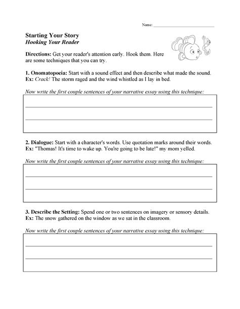 Starting Your Story Worksheet Narrative Essay Activity Worksheets