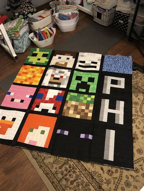 Phis Minecraft Rug And Pacman Blocks Quilt