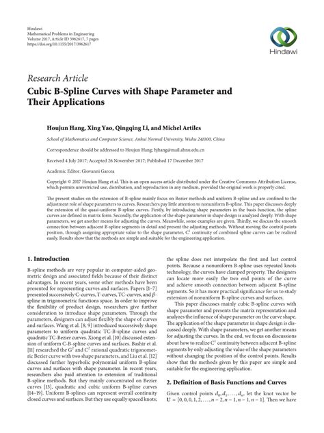 Pdf Cubic B Spline Curves With Shape Parameter And Their Applications
