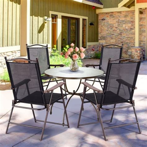 Outdoor Folding Chair Set With Breathable Fabric Fairwayhome