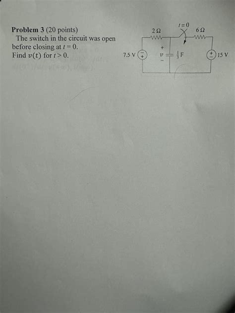 solved problem 3 20 points the switch in the circuit was
