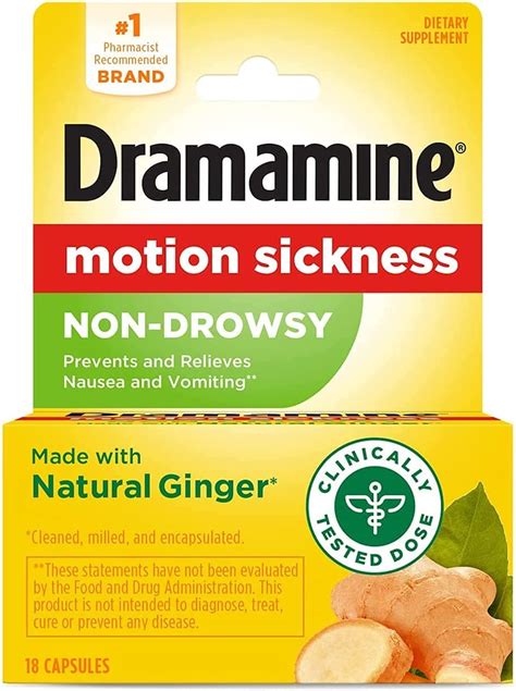 Dramamine Non Drowsy Naturals Natural Ginger Formula 18 Capsules Buy Now With Express