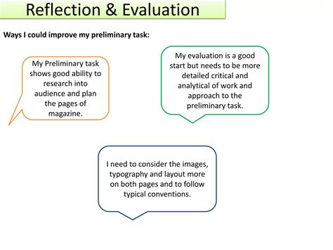 Reflection And Evaluation Part One Ppt