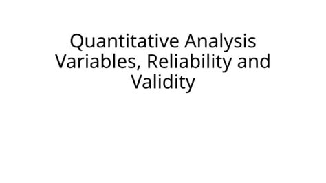 Quantitative Analysis And Important Terminologies Pptx