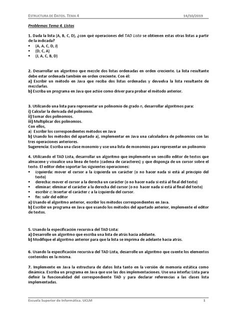 Tema4 Enunciados 2020 21 Pdf Java Lenguaje De Programación Algoritmos