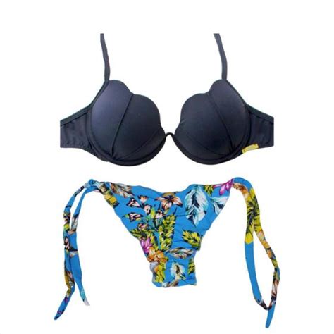 Biquíni Sereia Concha Com Bojo Levanta Bum Bum Tanga De Amarrar