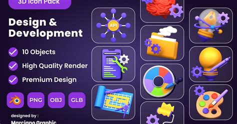 Design And Development 3d Icon Pack Objects Ft Design And Management Envato