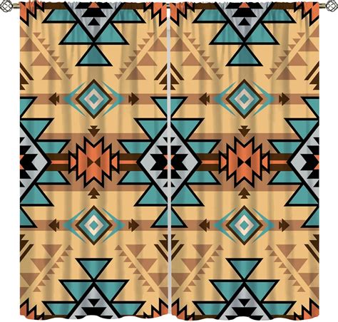Southwestern Tribal Aztec Curtains American Native Ethnic Geometric