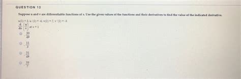 Solved QUESTION Suppose U And V Are Differentiable Chegg