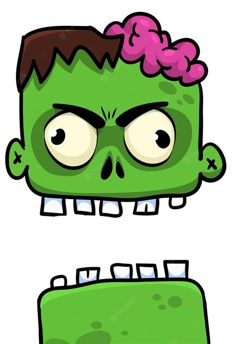 Cabeza De Zombie Enojado De Dibujos Animados Ilustración De Vector De