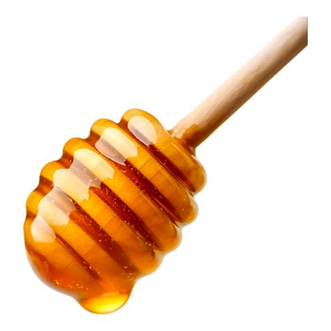 Close Up Image Of Honey Dripping From A Wooden Dipper Tool 53178056 Png