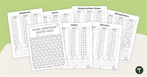 Mixed Operations Minute Math Booklet Lower Level Version Teach