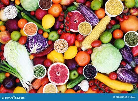 Frutas Frescas Cosechadas Verduras Y Verduras De Granos De Mercado Y