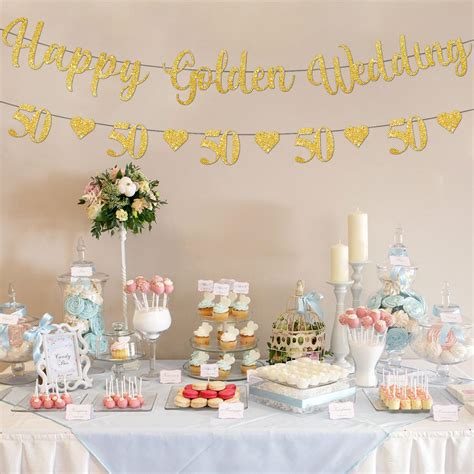 50th Happy Anniversary Banner Golden Wedding Anniversary Decorations