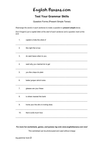 Question Forms Present Simple Tense English Banana