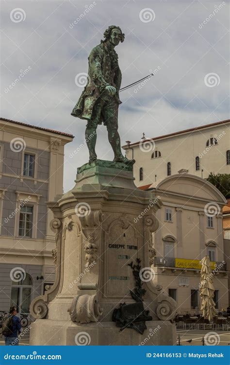 Piran Slovenia May 15 2019 Giuseppe Tartini Statue In Piran Town