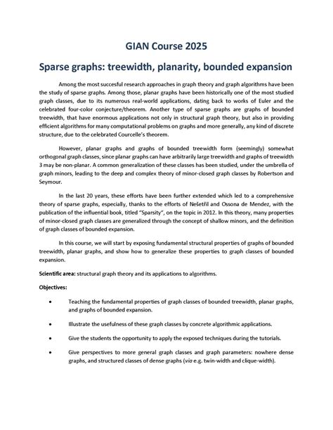 Workshop Titled Sparse Graphs Treewidth Planarity Bounded Expansion Iit Dharwad