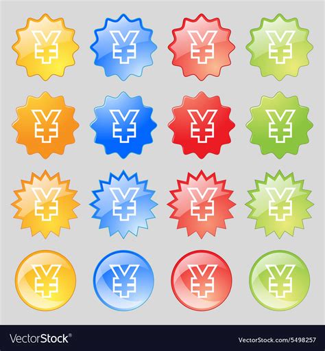Yen Jpy Icon Sign Big Set Of 16 Colorful Modern Vector Image