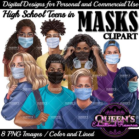 Teenagers In Masks Clipart Teens In Masks Masked Teens Face Covering