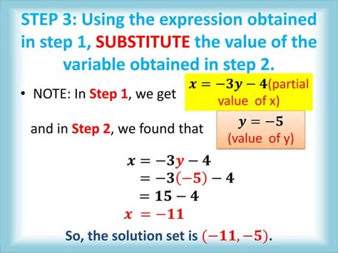 Solving Systems Of Linear Equation Using Substitution Method Pptx