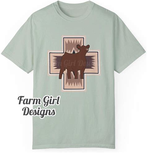 Red Angus Heifer Aztec Comfort Colors Tee Etsy