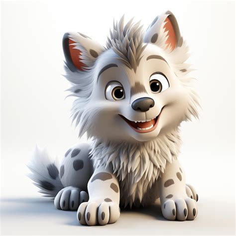 Premium Ai Image 3d Cartoon Cute Wolf