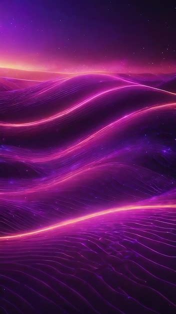 Premium Photo Futuristic Abstract Purple Glowing Wave Lines From Dots