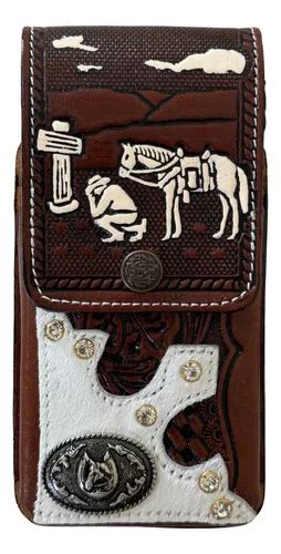Funda Porta Celular Estilo Oraci N Del Vaquero Cuero Env O Gratis