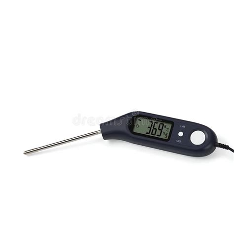 A Compact Digital Thermometer With A Flexible Tip Displayed On A White