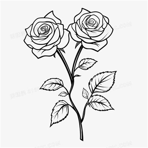线稿玫瑰花的免抠元素图片免费下载png素材编号zq9iqr03n图精灵