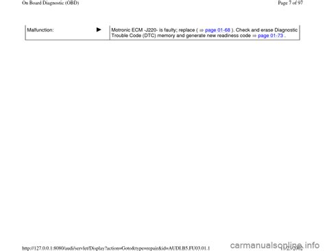 Audi A8 1996 D2 1g Aha Engine On Board Diagnostic Workshop Manual