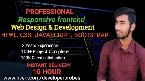 Be Your Front End Web Developer Using Html Css Bootstrap Js By