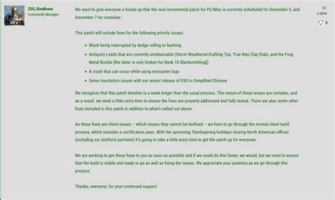 No Fix For Block Bug Until 1205 For Pc Relderscrollsonline